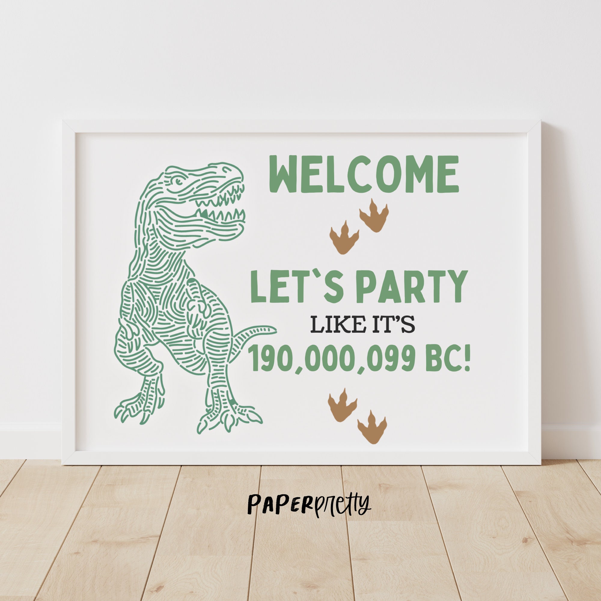 Three Rex Third Birthday Party Sign, Dinosaur Party Theme, Party Like ...