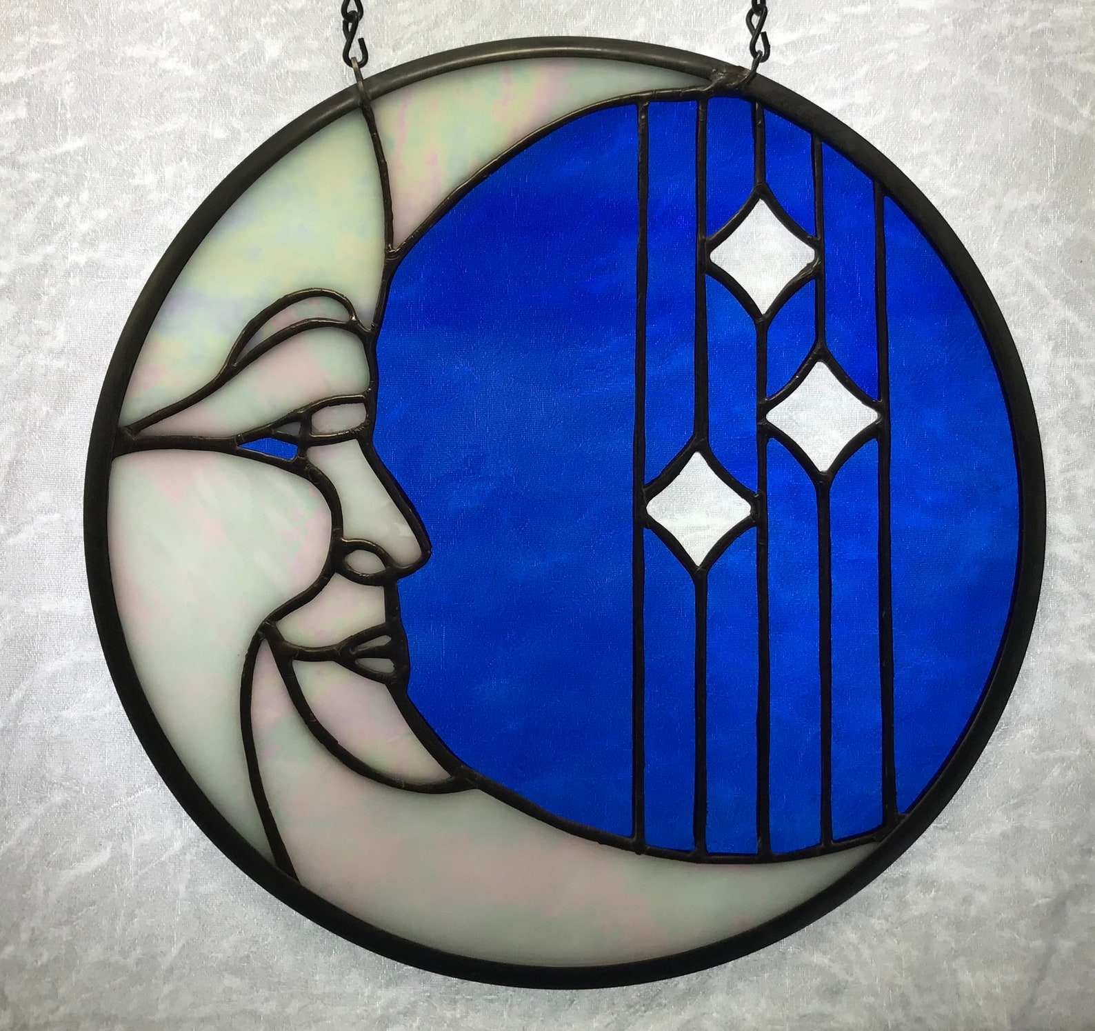 Man in the Moon Stained Glass Round Panel MADE-TO-ORDER Free - Etsy
