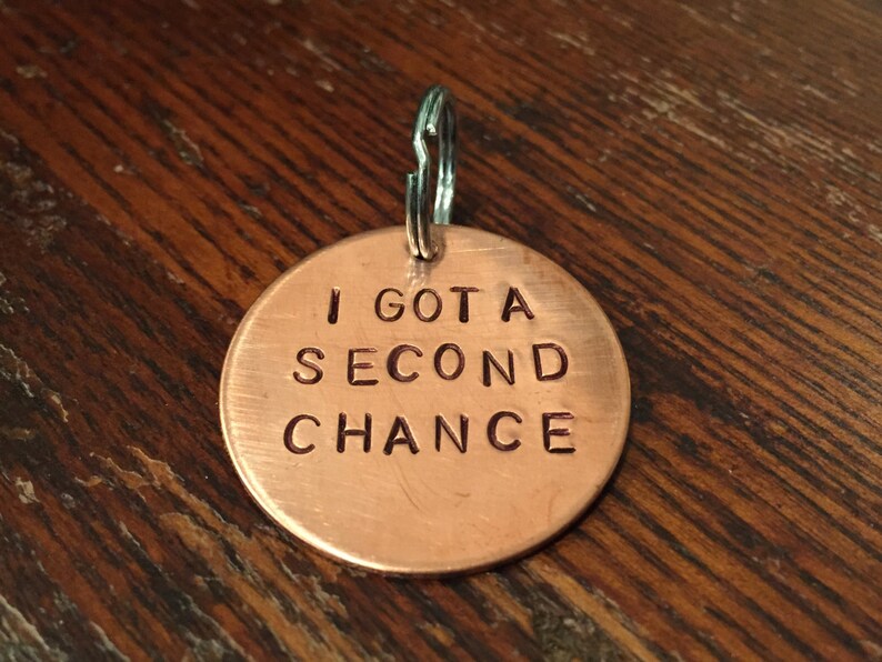 Second Chance Rescue Dog Tag - Hand-stamped Aluminum, Brass, or Copper ...