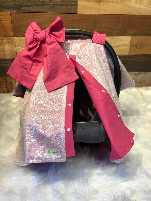 Sequin Car Seat Canopy/car Seat Cover/iridescent With Hot Pink - Etsy