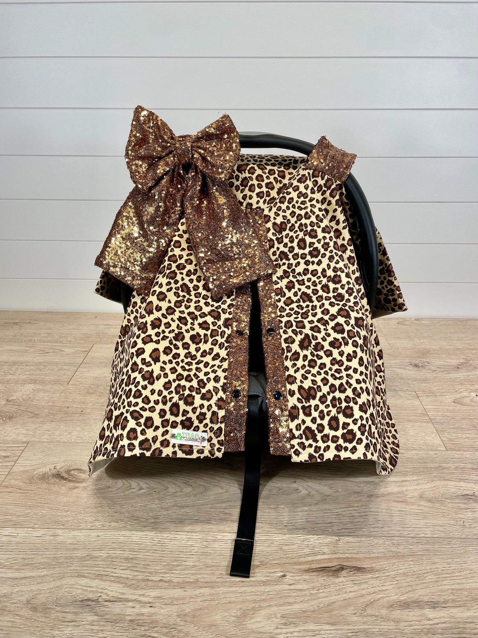 Leopard Car Seat Canopy: Sparkle Trim, Cream Lining— LAST ONE - Etsy
