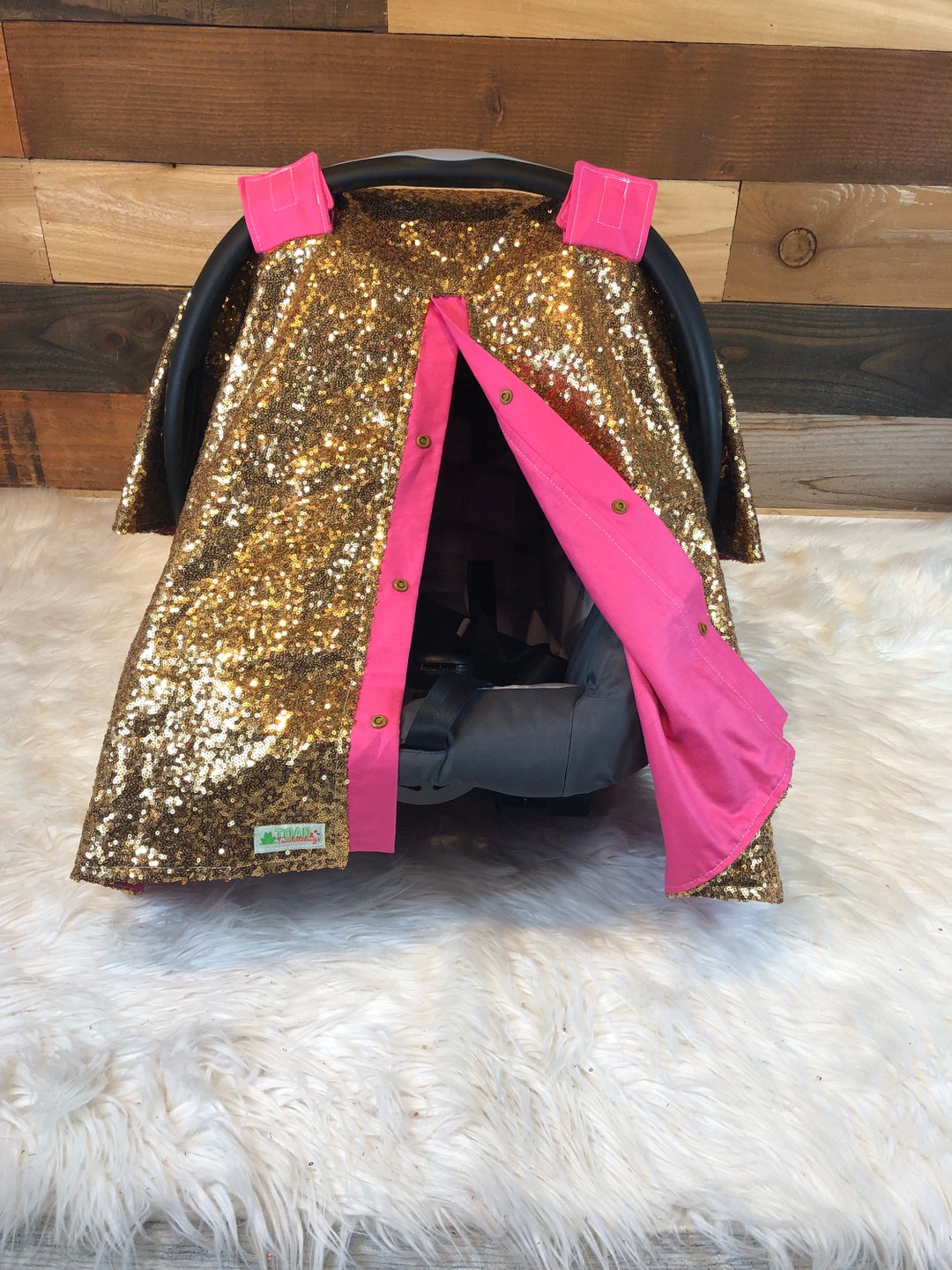 Sequin Car Seat Canopy: Gold With Hot Pink Lining - Etsy