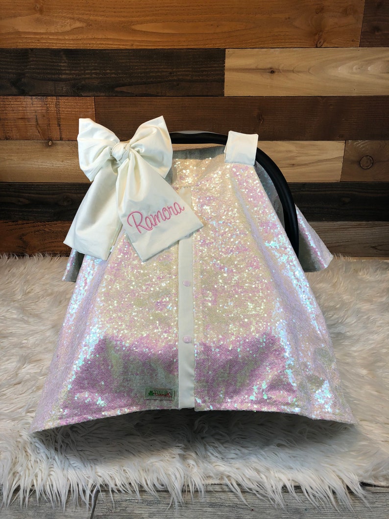 Sequin Car Seat Canopy/car Seat Cover/iridescent Sequin and | Etsy