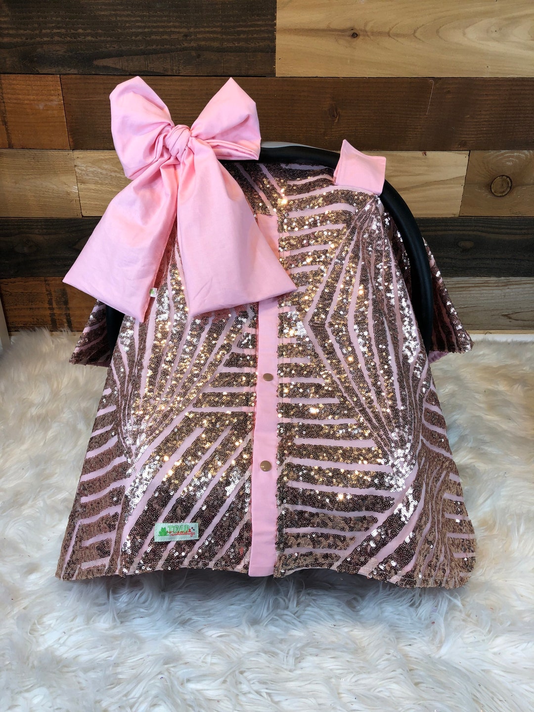 Rose Gold Sequin Carseat Canopy: Geometric Baby Car Seat Cover - Etsy