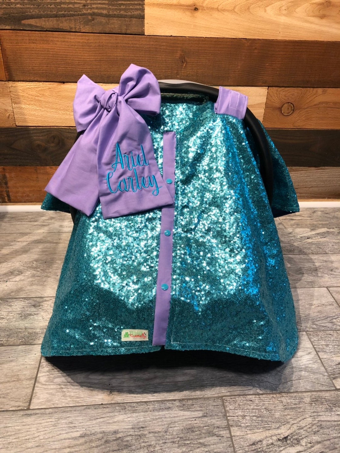 Sequin Car Seat Canopy/car Seat Cover/turquoise Sequin and Lavender - Etsy