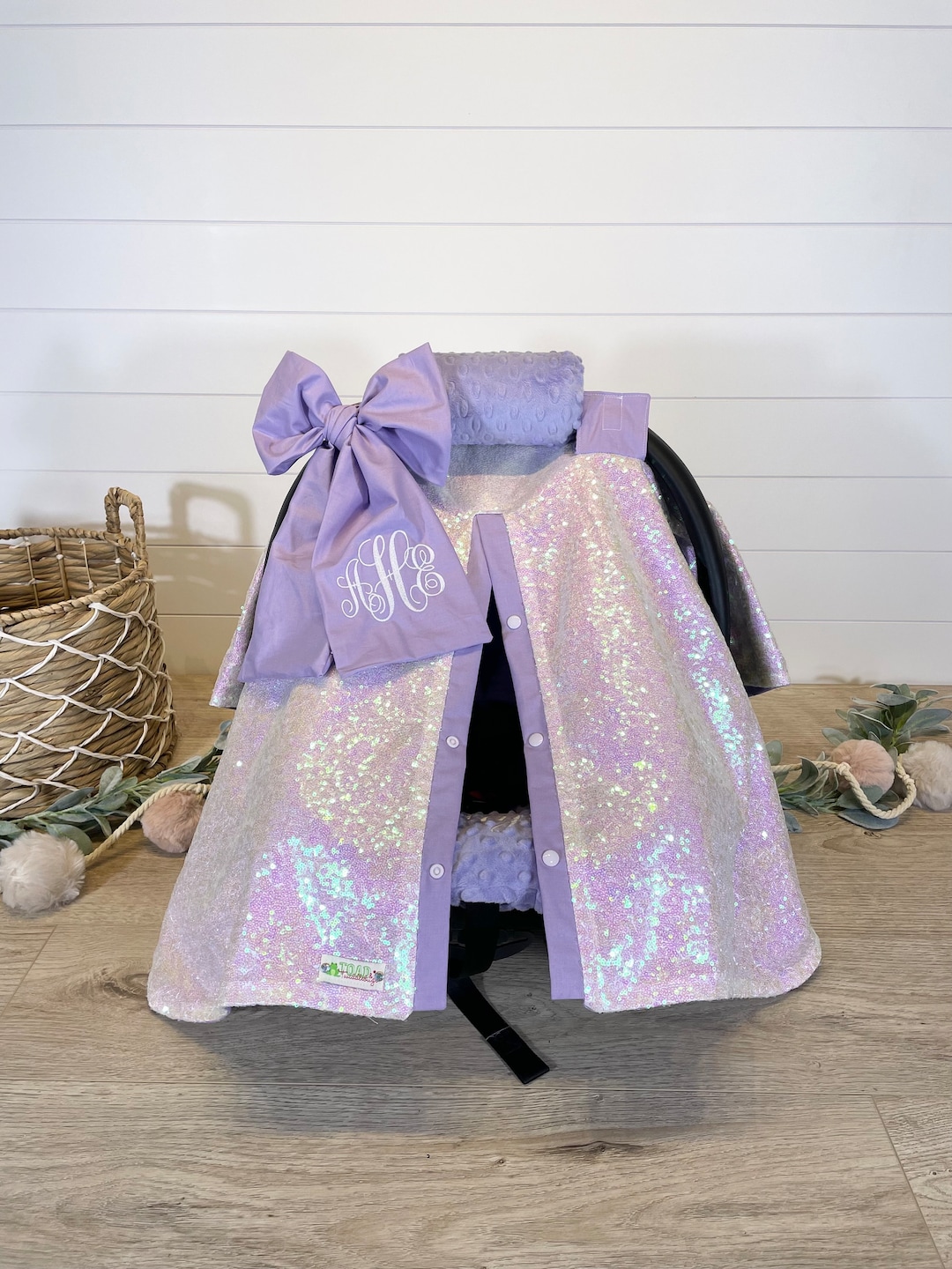 Sequin Car Seat Canopy: Iridescent Cover With Lavender Lining - Etsy