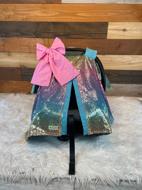 Rainbow Sequin Car Seat Canopy/car Seat Cover/ombré Sequin | Etsy