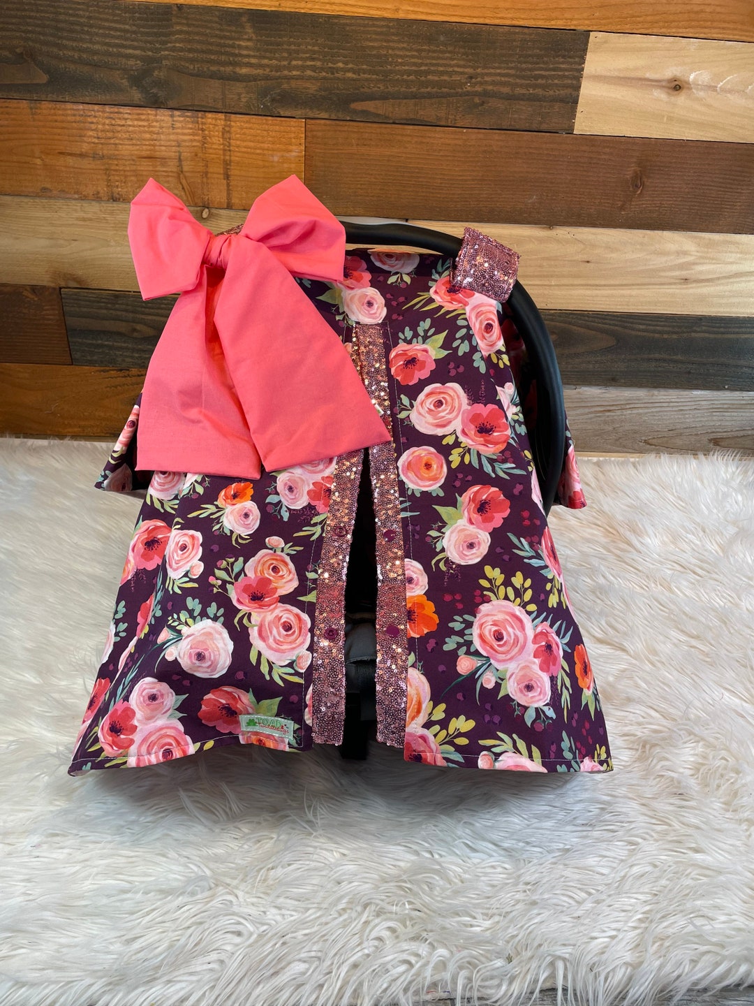 Pink Sparkle and Floral Baby Cover/car Seat Canopy/sequin Baby Cover - Etsy