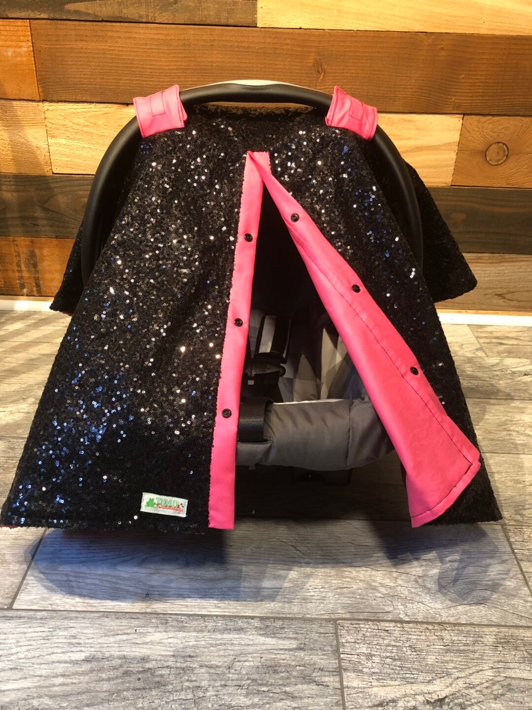 Sequin Car Seat Canopy: Black Sequin With Hot Pink Accents - Etsy