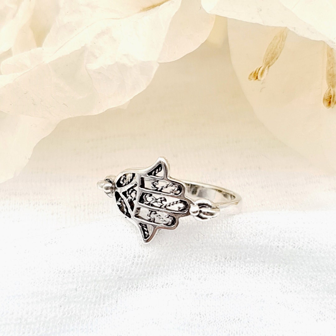Filigree Hamsa Ring, 925 Sterling Silver Hamsa Ring, Hamsa Jewelry ...