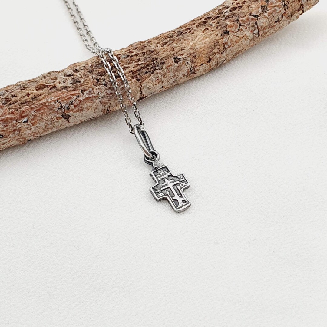 925 Sterling Silver Orthodox Cross Necklace Charm, Russian Greek ...