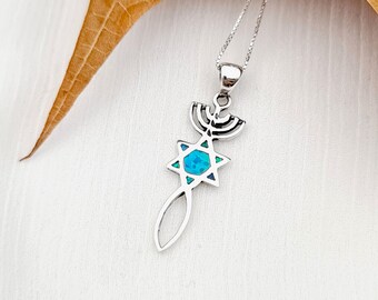 Messianic Jerusalem Seal Pendant Necklace 925 Sterling Silver, Plain ...