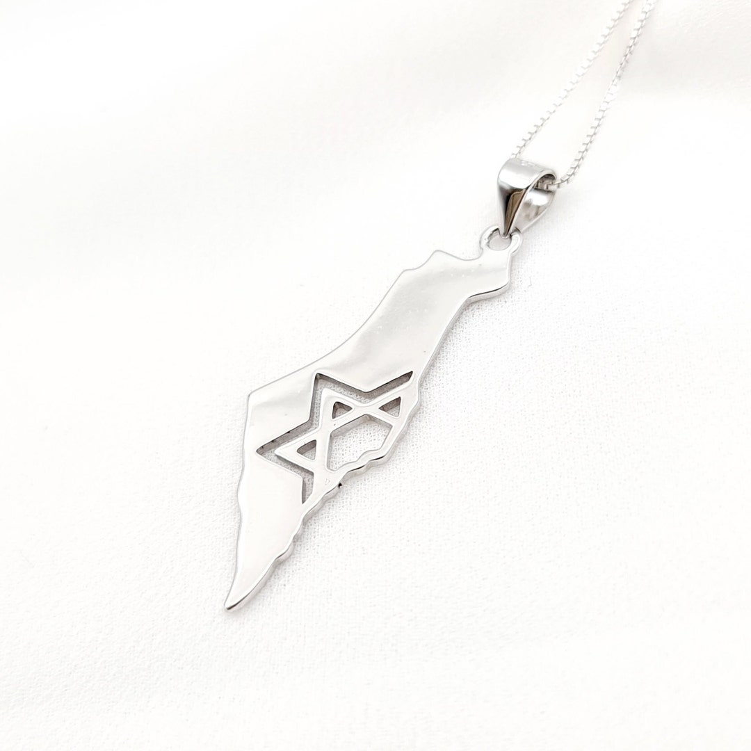 Israel Map Necklace, Star of David, Country Pendant, Israel Map Pendant ...