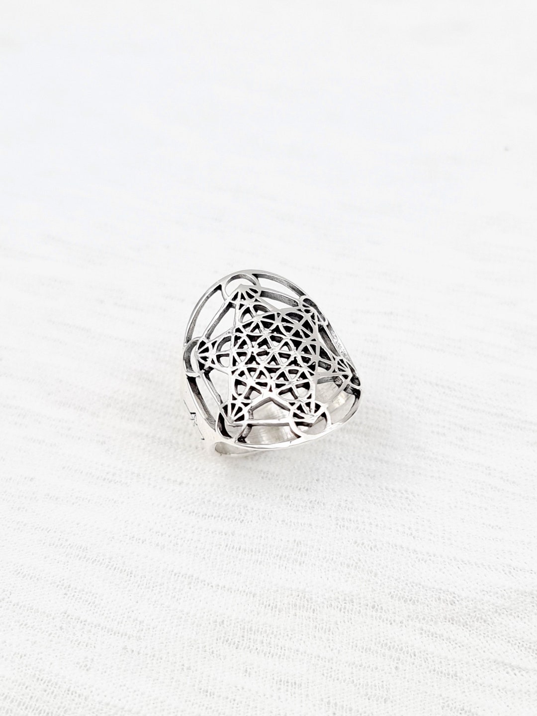 Metatron Cube Ring, Star of David Merkabah Ring 925 Sterling Silver ...
