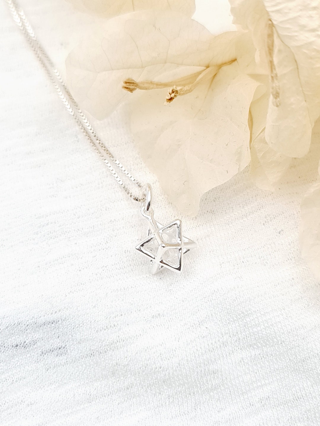 Merkaba Pendant Necklace 925 Sterling Silver, Sacred Geometry Necklace ...