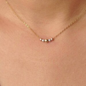 Gold Bead Necklace, Tiny Gold Ball Necklace, Minimalist Gold Silver ...