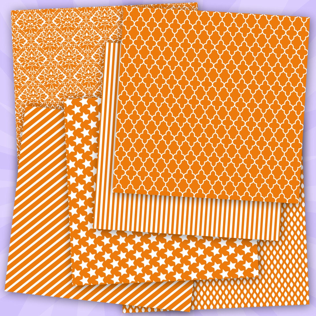 Orange digital paper orange print paper orange patterns | Etsy