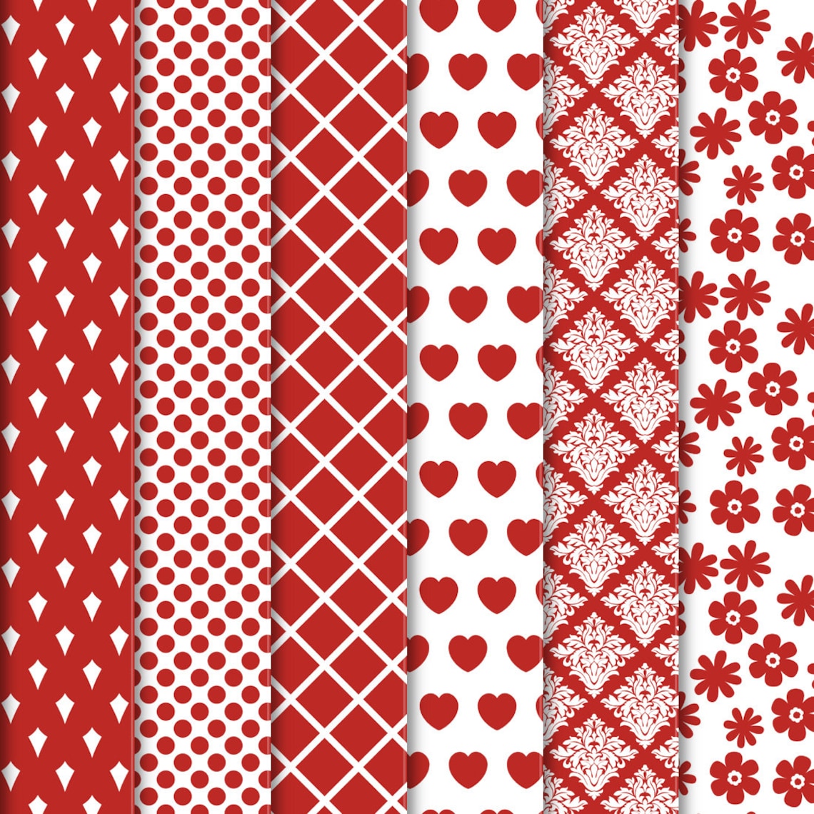 Red Paper Digital Scrapbook Red Digital Pattern Red Print Etsy