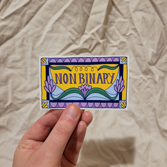 Non Binary Vinyl Sticker Non-binary Nonbinary Stain Glass - Etsy