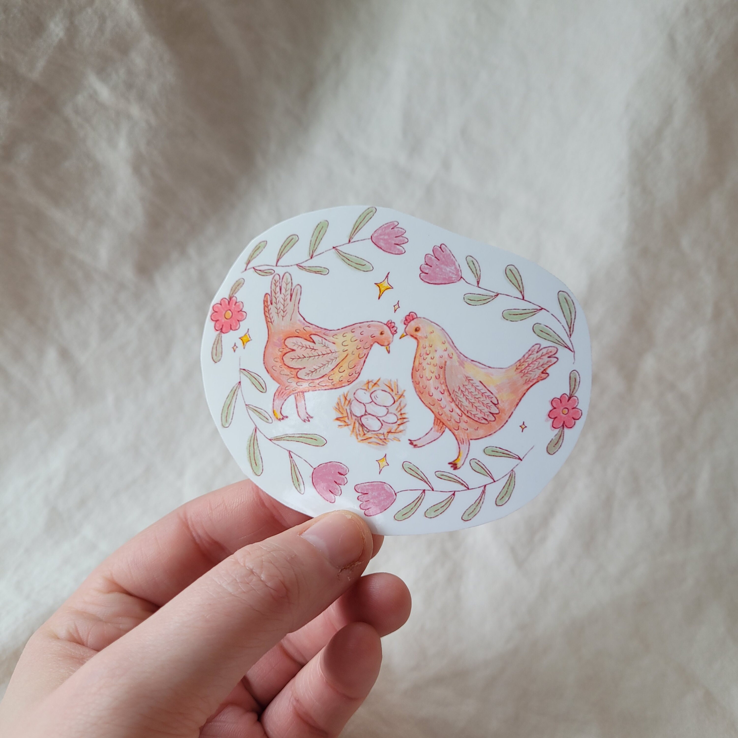 Cottagecore Nesting Chicken Sticker | Etsy
