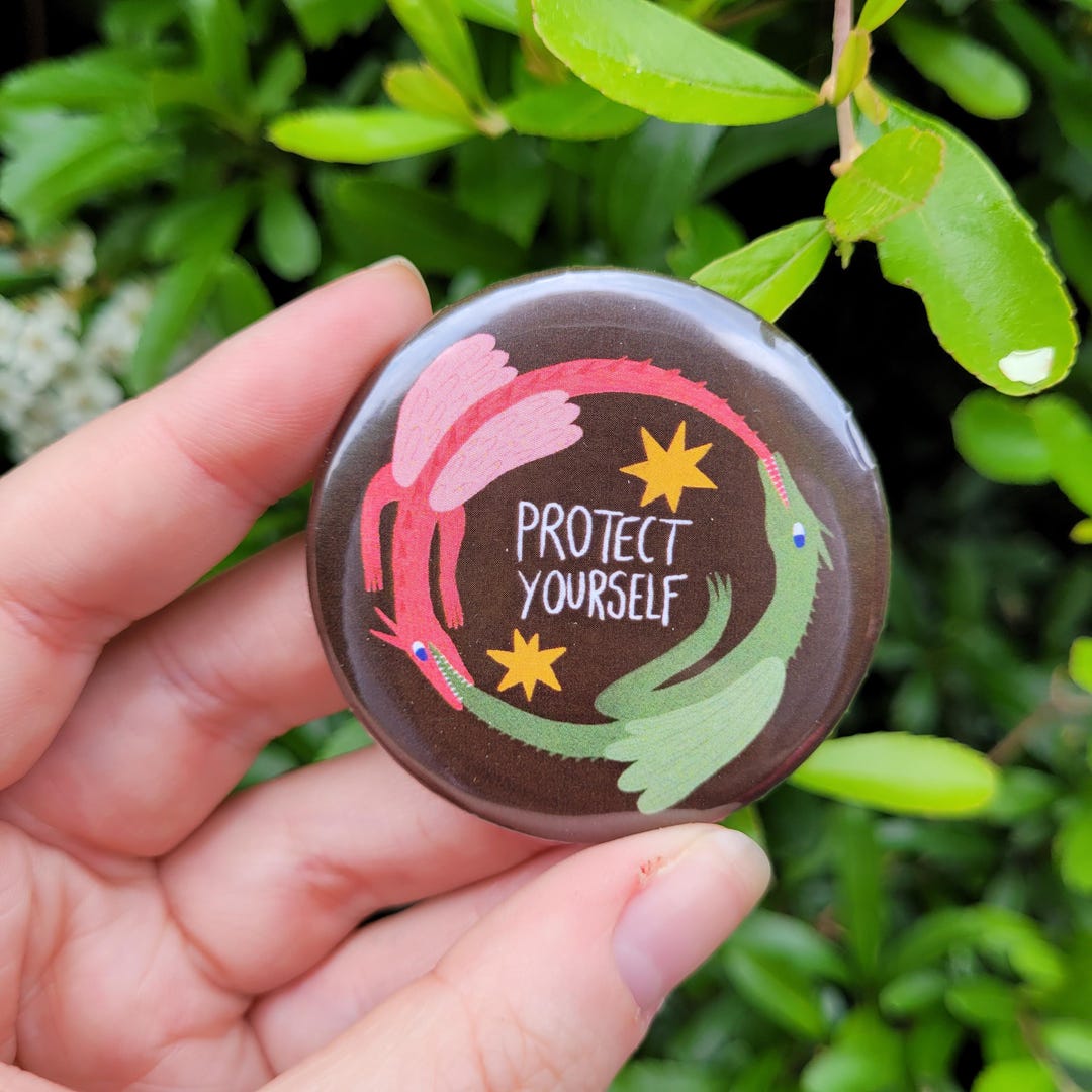 Protect Yourself Dragon Badge Pin - Etsy