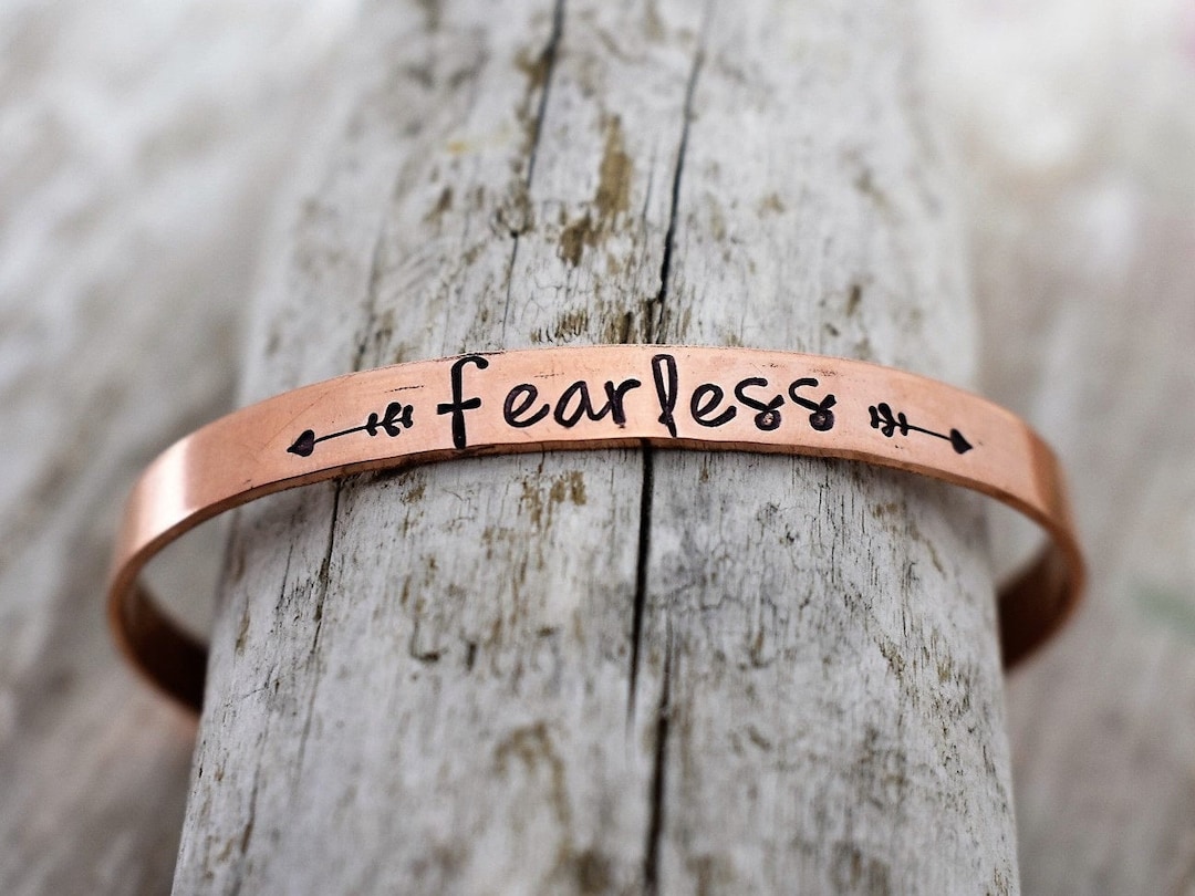 Fearless Hand Stamped Cuff Bracelet - Inspirational Jewelry ...