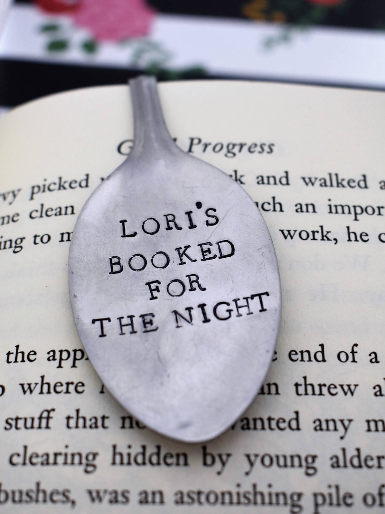 Hand Stamped Upcycled Spoon Bookmark*booked for the Night*unique ...