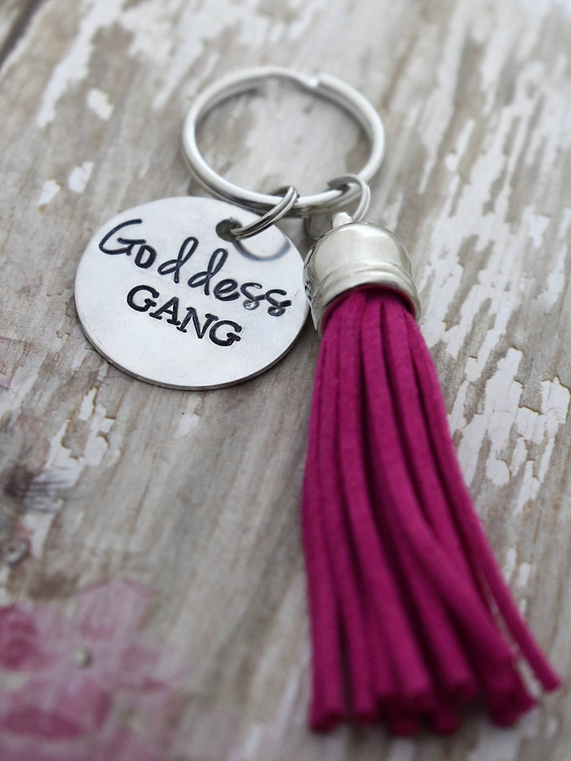 Goddess Gang Hand Stamped Keychain With Tassel - Etsy