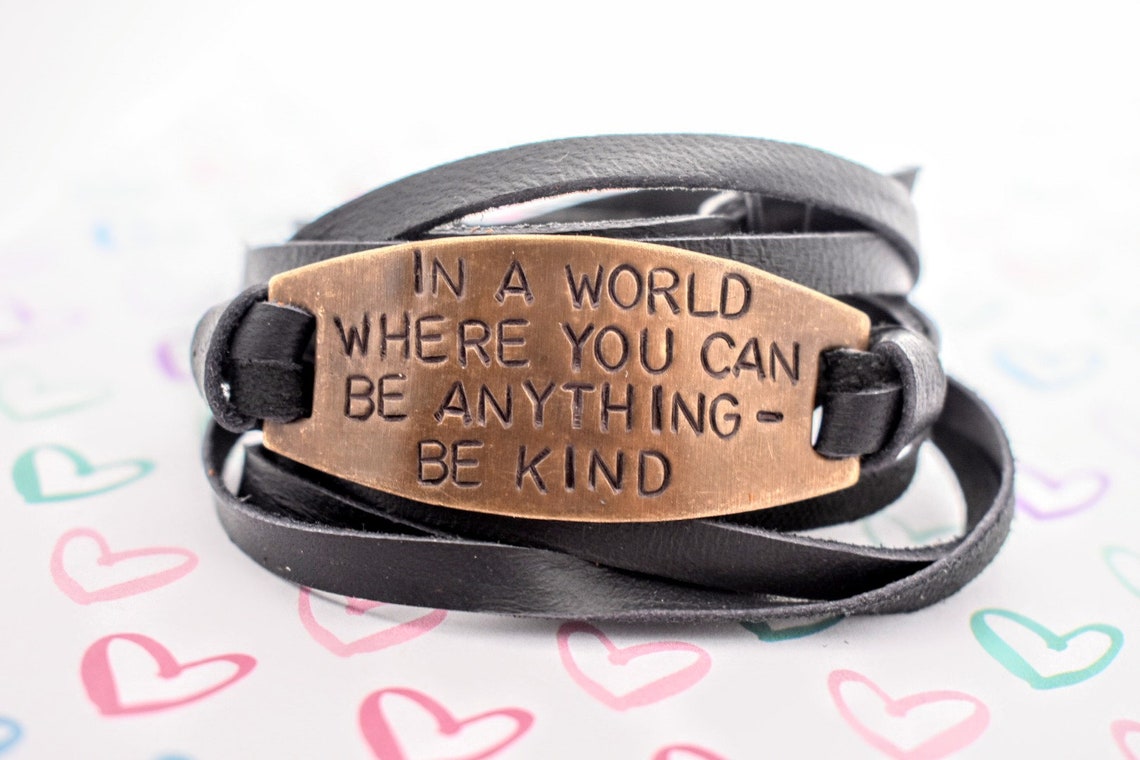In A World Where You Can Be Anything Be Kind Hand Stamped - Etsy
