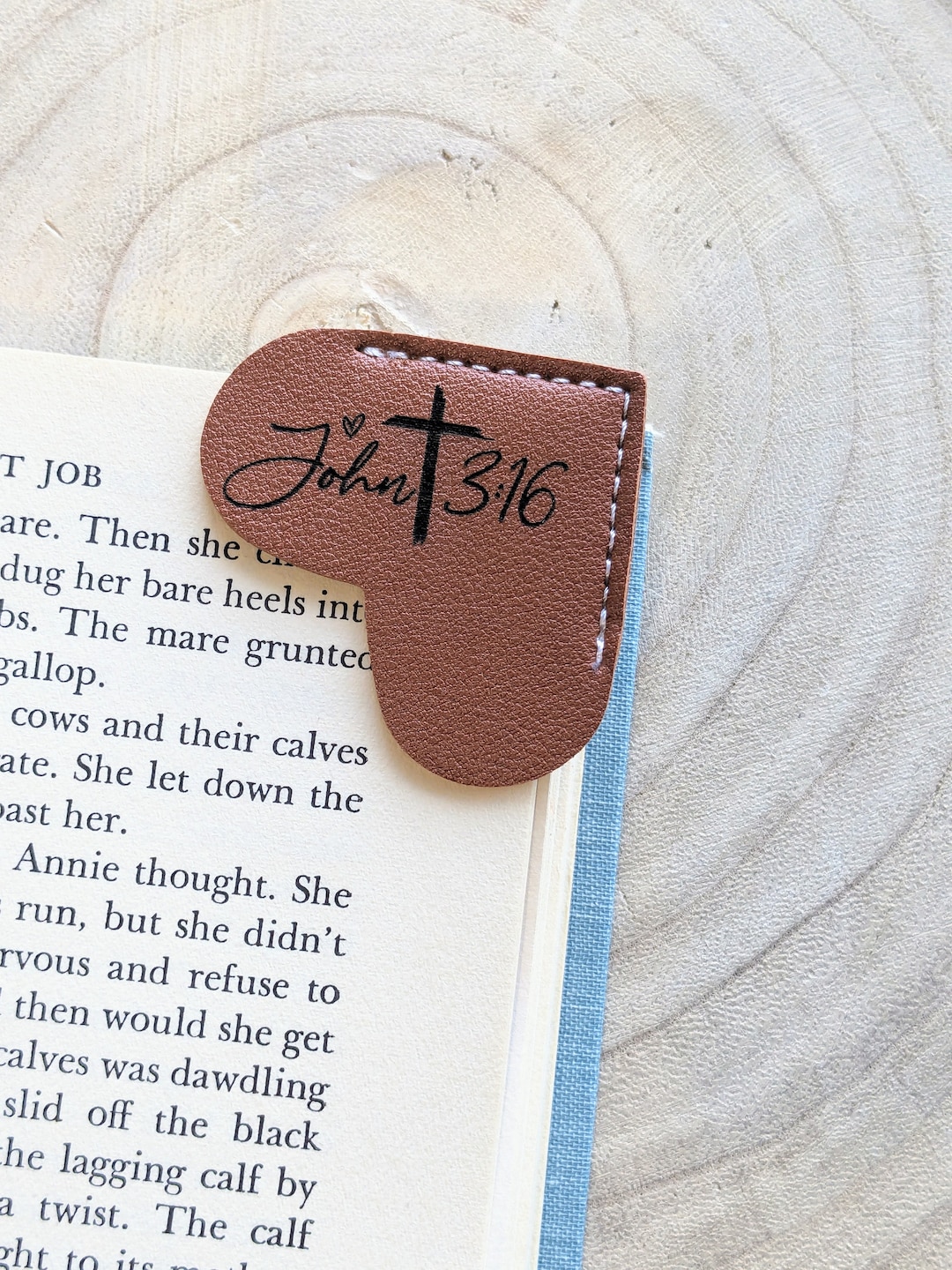 John 3:16 - Heart Corner Leather Bookmark - Bible Bookmark - Christian ...