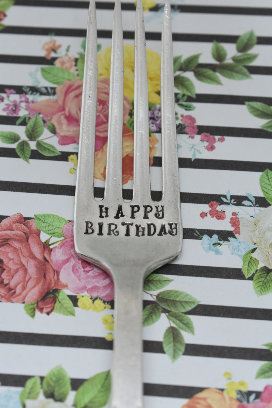 Hand Stamped Vintage Fork -happy Birthday - *unique Gift*vintage ...