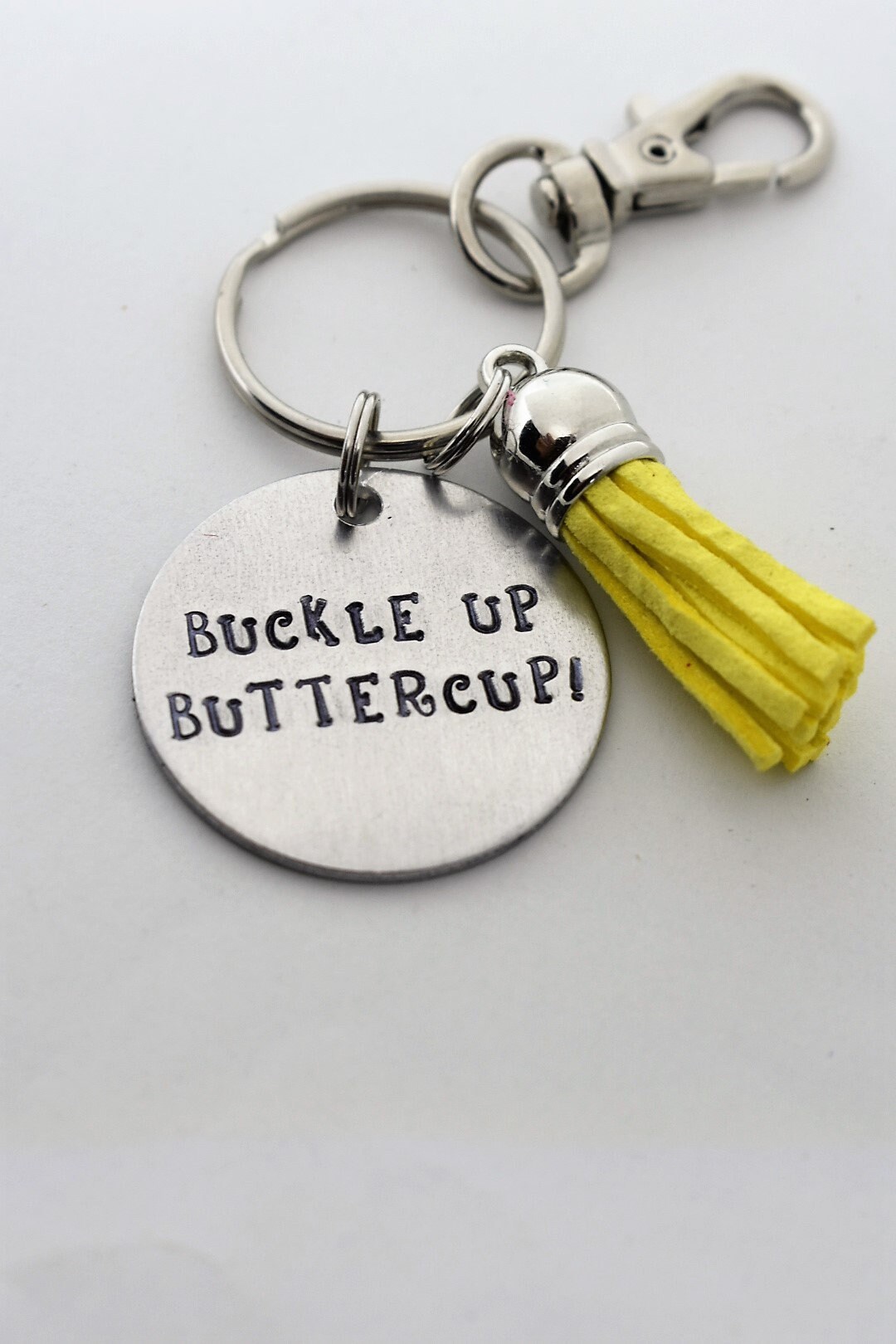 Buckle up Buttercup Hand Stamped Keychain With Tassel - New Driver ...