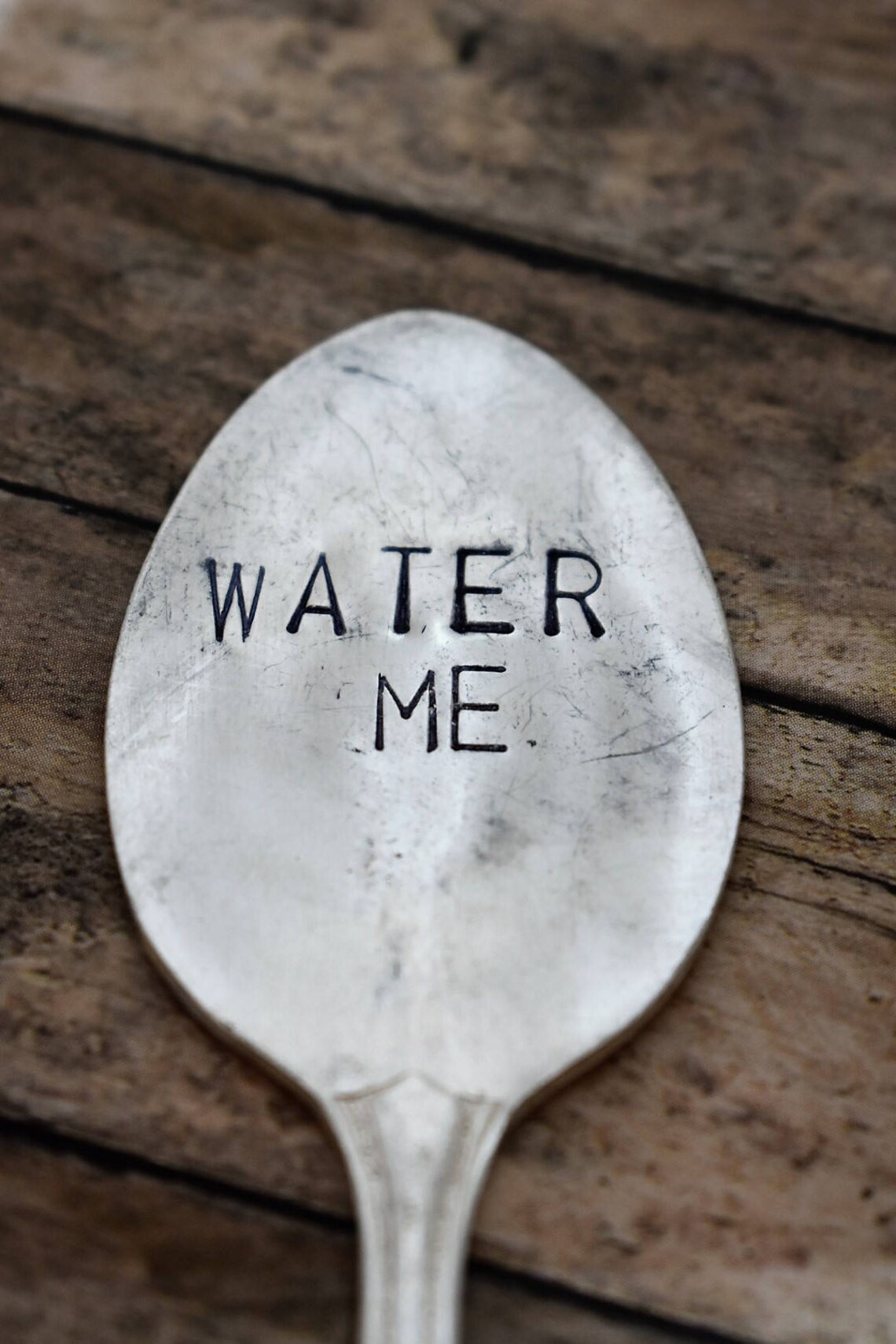 Water Me Hand Stamped Garden Spoon Garden Marker-silver - Etsy