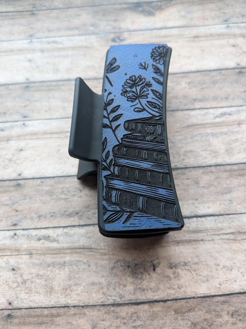 Leather Claw Clip-laser Engraved-book Themed Hair Clip-book Claw Clip ...