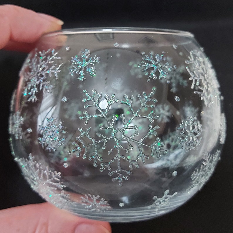 Candle Holder, Vase, Hand Painted Snowflakes Design - Etsy