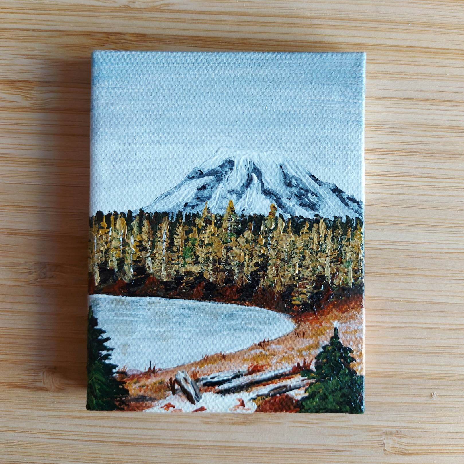 Mini Canvas Original Acrylic Painting, Landscape, Mountains, Tiny Art ...