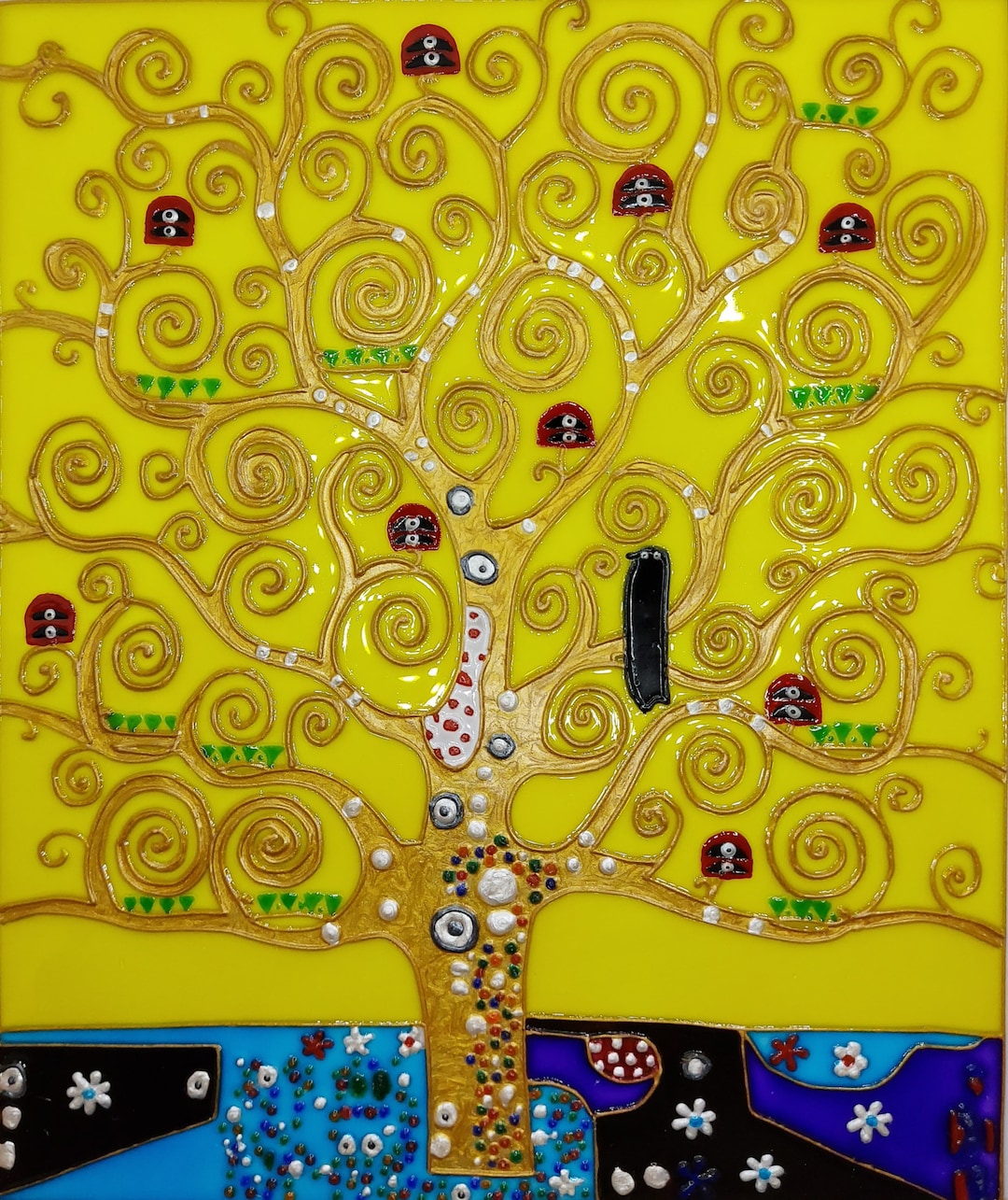 Triptyque, réplique de "L'arbre de vie" de Gustav Klimt, décoration ...