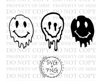 Drip Smiley Face Svg - Etsy