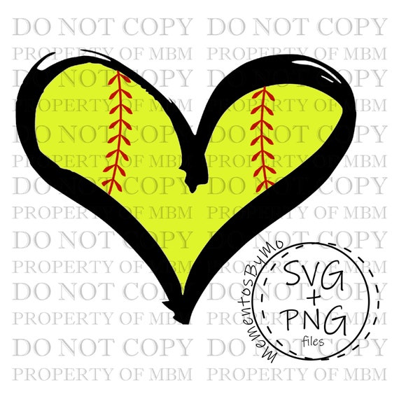 Softball Heart SVG Softball Heart PNG Sports Mom Softball - Etsy