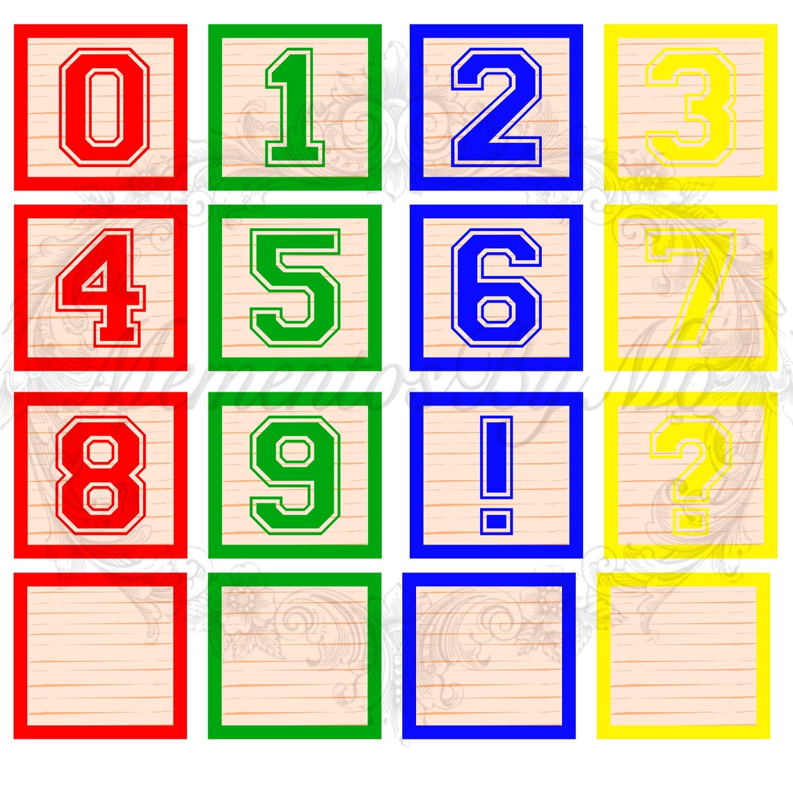 Baby Number Blocks Varsity Block Font Clip Art Clipart 1st - Etsy