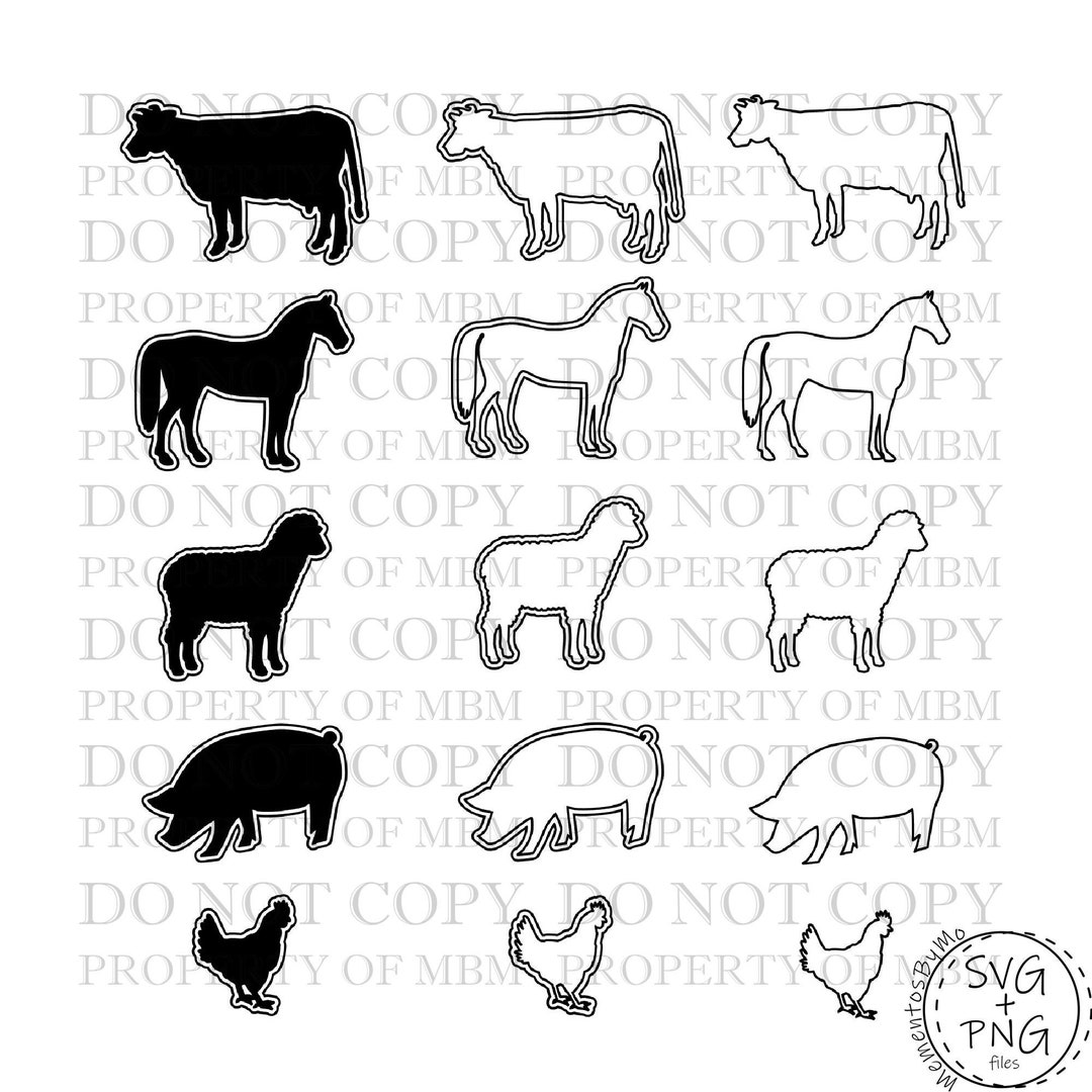 Animales de ganado, Siluetas de animales, imágenes prediseñadas, SVG ...