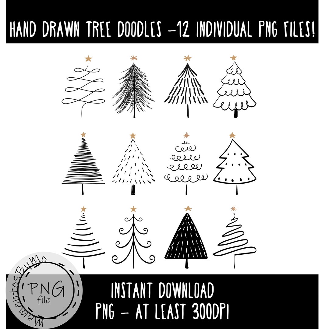 Christmas Trees Bundle Png Set, Merry Christmas Png, Instant Download ...
