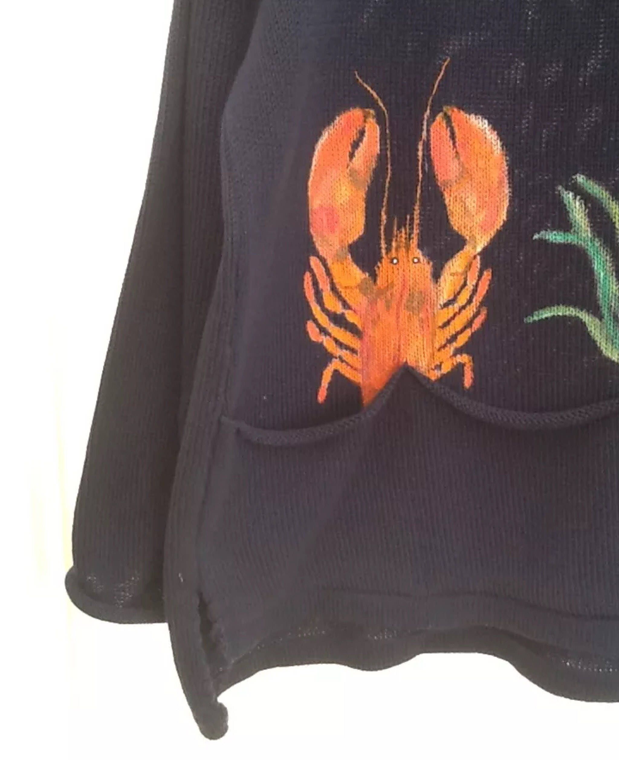 Hand Painted One Off Navy Lobster Jumper Small Medium 10-12 | Etsy