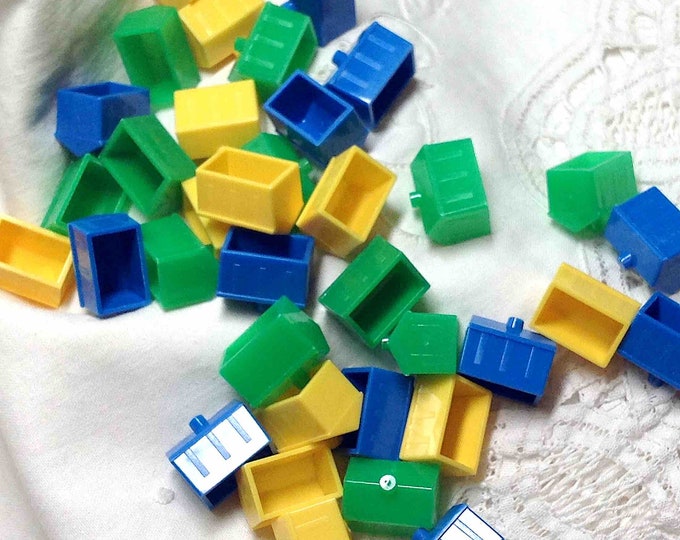 Monopoly Game 36 Pieces: 12 Yellow Hotels, 12 Green Hotels, 12 Blue ...