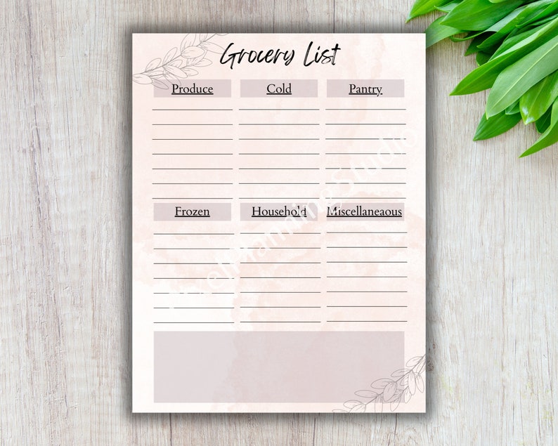 Grocery List Planner Printable Grocery List With Notes - Etsy