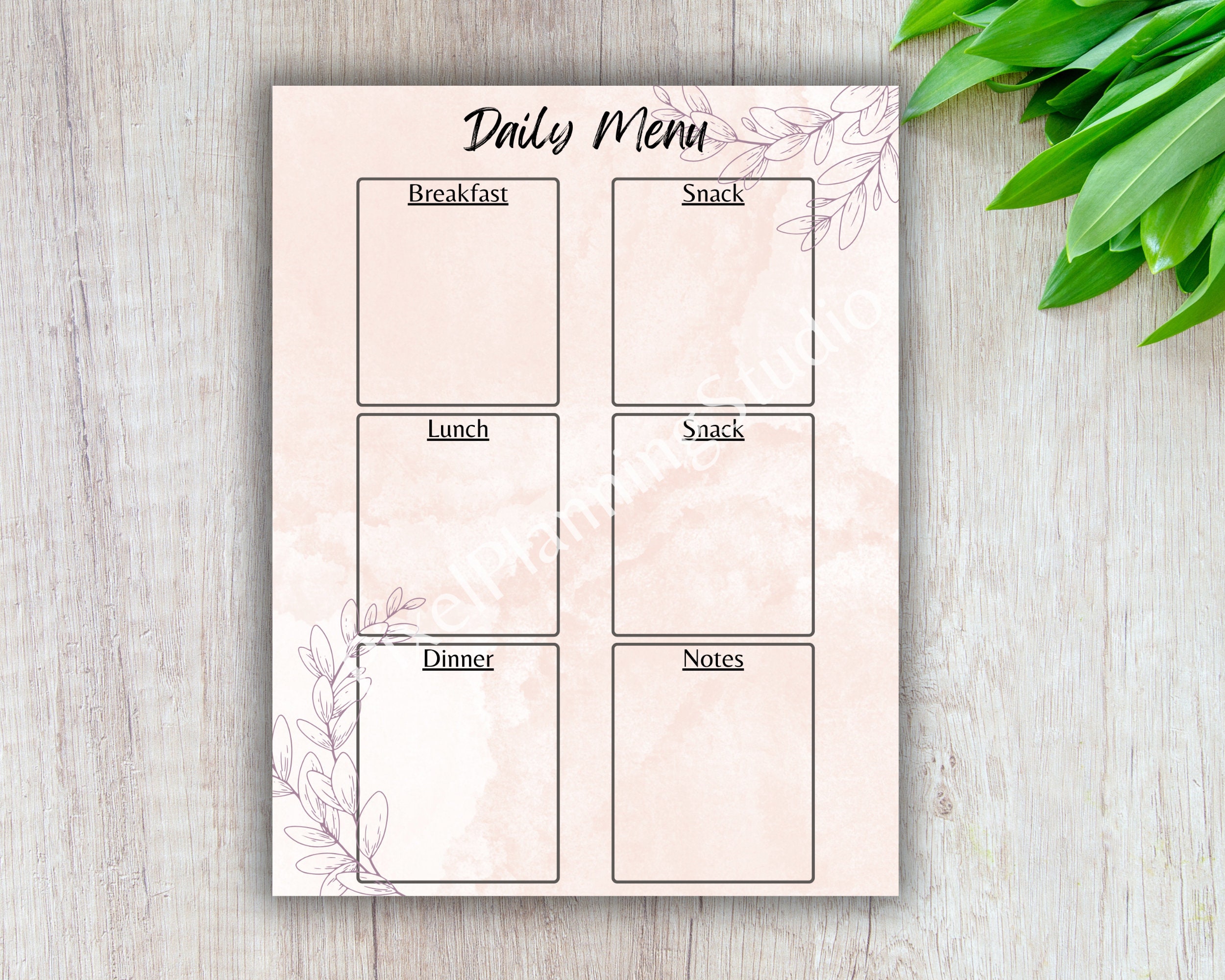 Daily Meal Plan Menu Printable Including Notes Meal Planner Printable ...