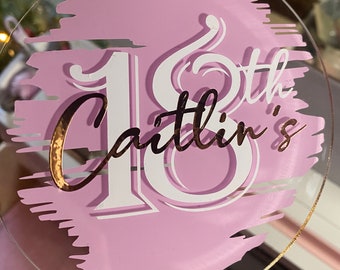 Acrylic Circle Cake Topper - Etsy UK