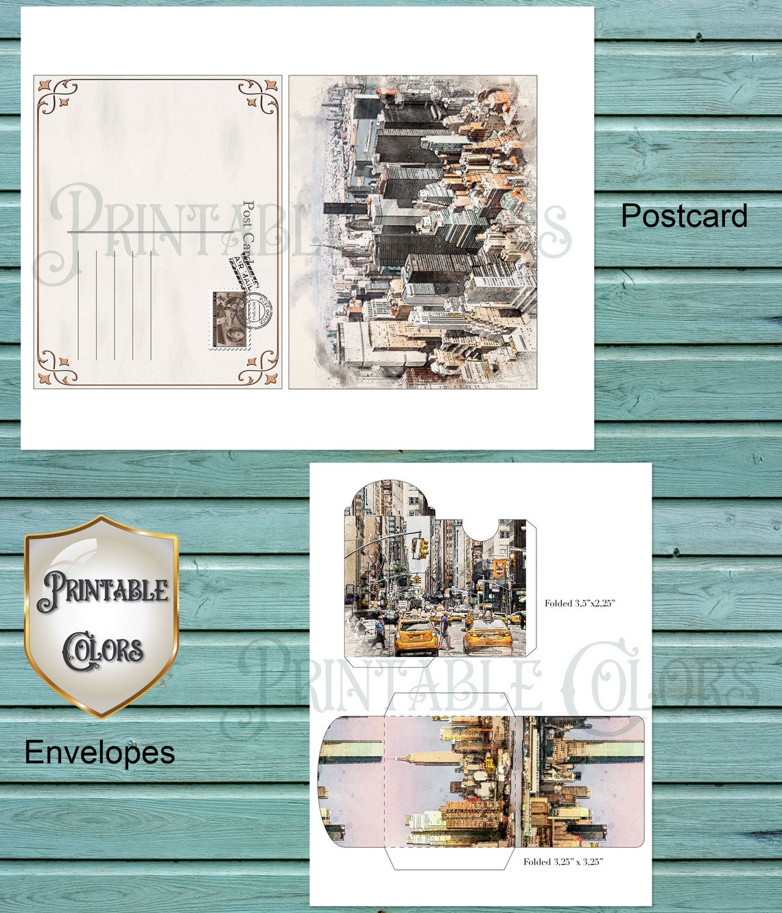 Watercolor New York Journal Ephemera - Digital Download - NYC Ephemera ...