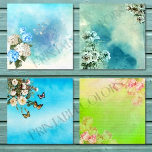 Floral Watercolor Digital Paper, Digital Download, Spring, Roses ...