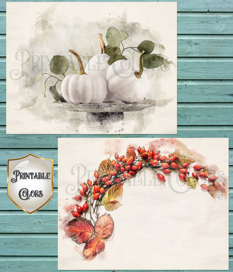 Watercolor Fall Junk Journal - Digital Download - Autumn Backgrounds ...
